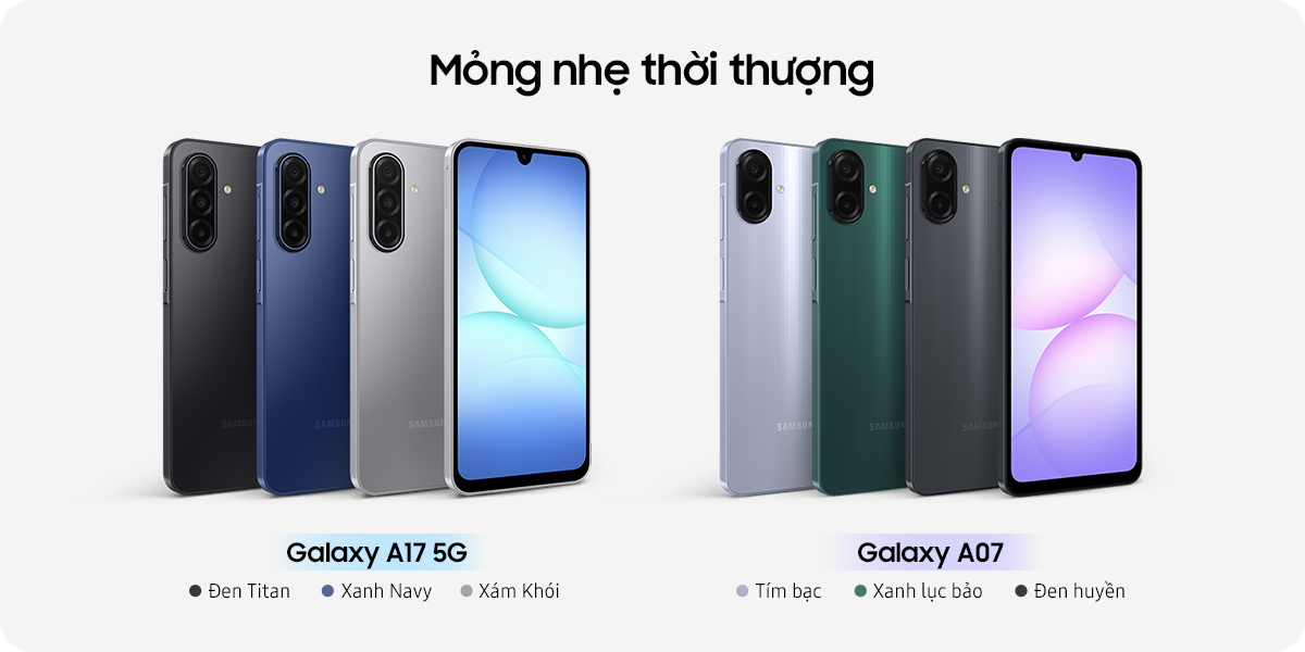 Samsung giới thiệu Galaxy A17 và A07 với công nghệ AI và camera 50MP giá phải chăng